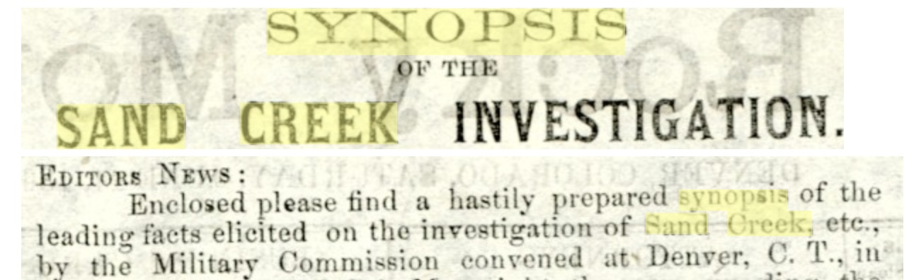 Colonel Chivington’s Response to the Sand Creek Hearings - The Lost ...